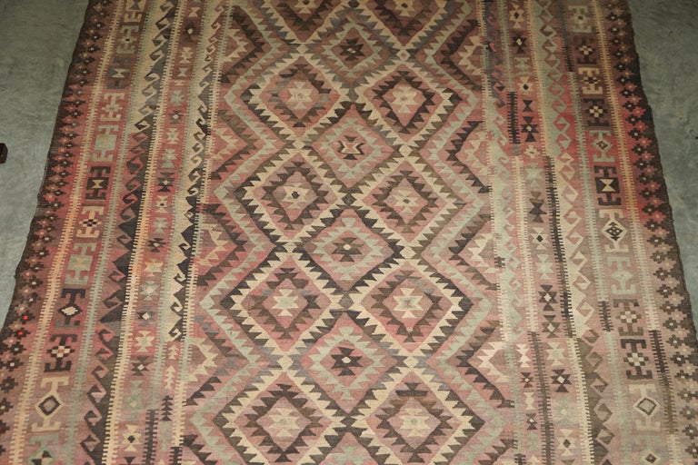 HUGE ANTIQUE LIBERTY'S LONDON AZTEC KILIM RUG CARPET 380 X 250 CM WiTH ...