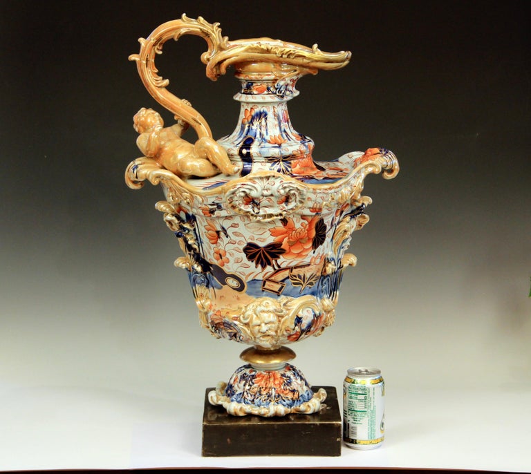Huge Antique Mason's English Ironstone Imari Japan Ewer Pitcher Urn ...