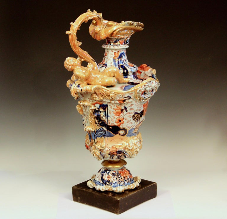 Huge Antique Mason's English Ironstone Imari Japan Ewer Pitcher Urn ...