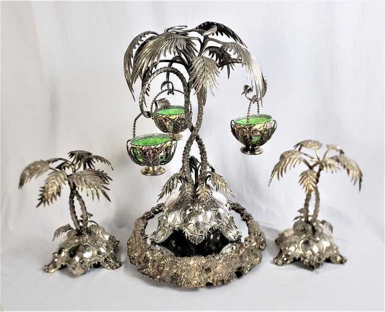 Huge Antique Silver Plated Anglo-Indian Styled Figural Palm Tree ...