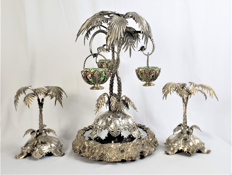 Huge Antique Silver Plated Anglo-Indian Styled Figural Palm Tree ...