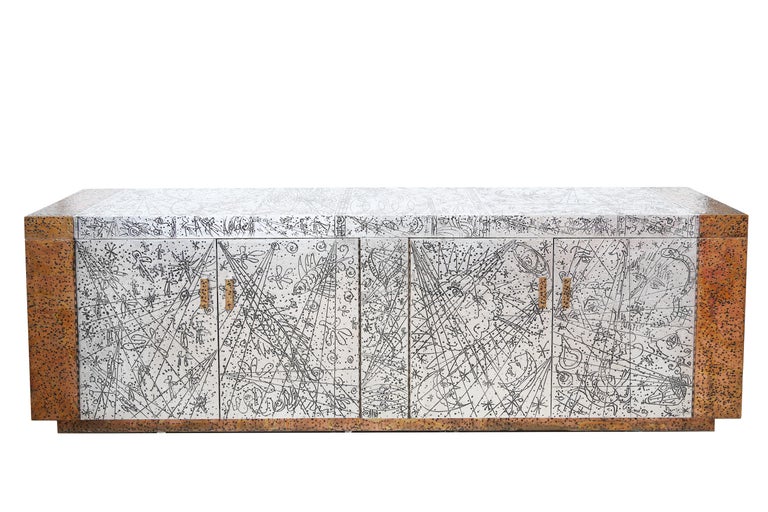 Huge Arenson Studios Embossed Metal Cabinet at 1stDibs