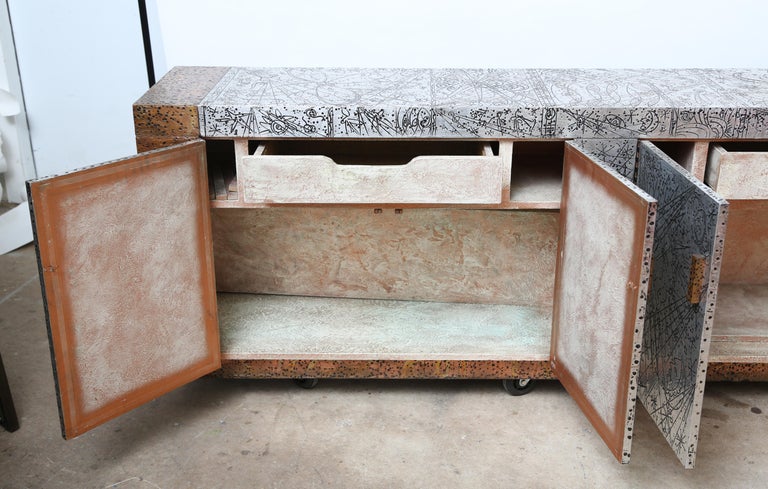 Huge Arenson Studios Embossed Metal Cabinet at 1stDibs