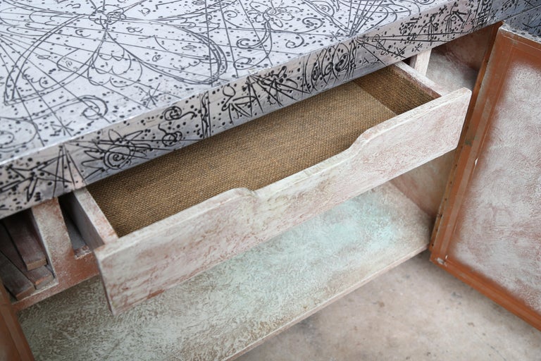 Huge Arenson Studios Embossed Metal Cabinet at 1stDibs