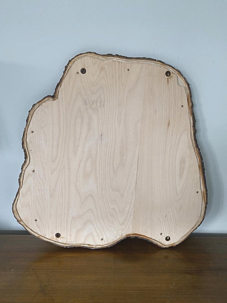 Huge Artisanal Walnut Wood Slab Midcentury Wall Mirror, 1956, Austria ...