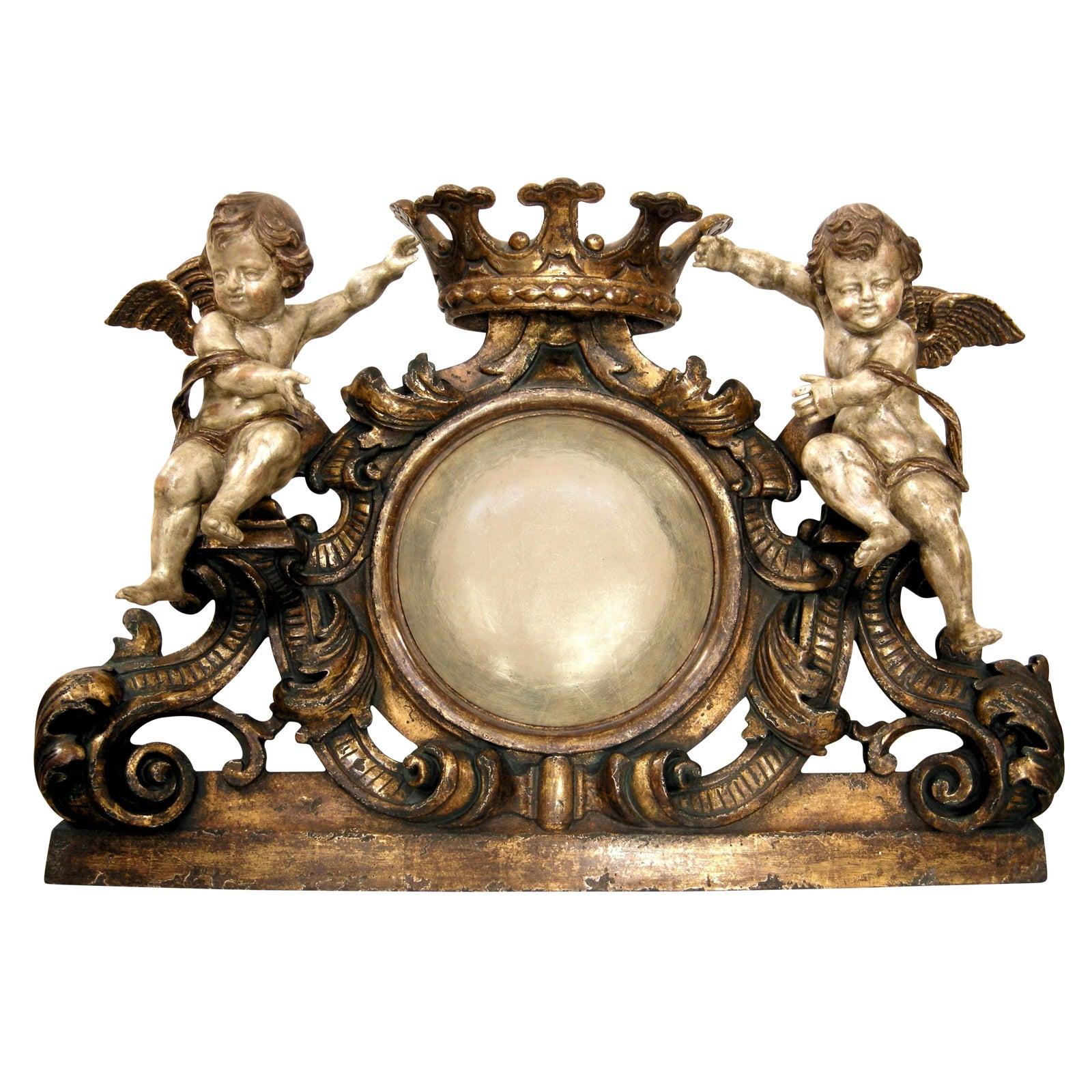 Huge Carved Italian Heraldic Crest over Door with Angels by Randy Esada ...