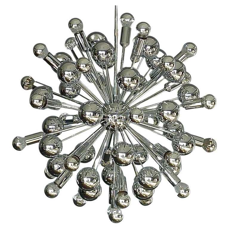 Huge Chrome Space Age Sputnik Starburst Chandelier Stilnovo Style 1970s ...