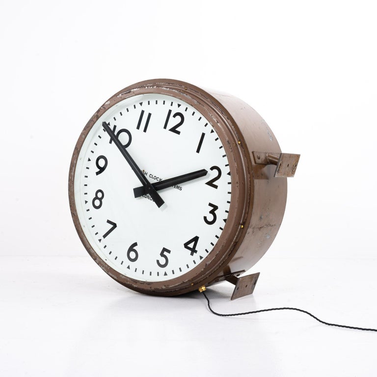 Huge Double Sided Railway Clock by English Clock Systems at 1stDibs