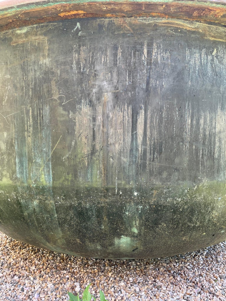 Huge French 19th C Copper Cheese Vat with Natural Blackened Verdigris ...