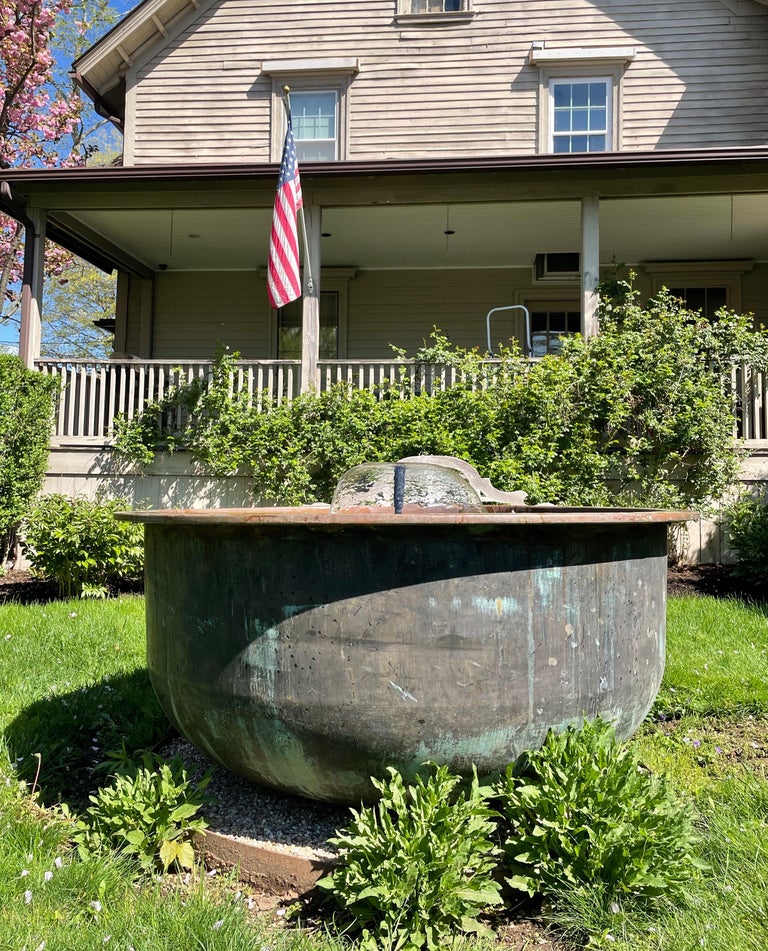 Huge French 19th C Copper Cheese Vat with Natural Blackened Verdigris ...
