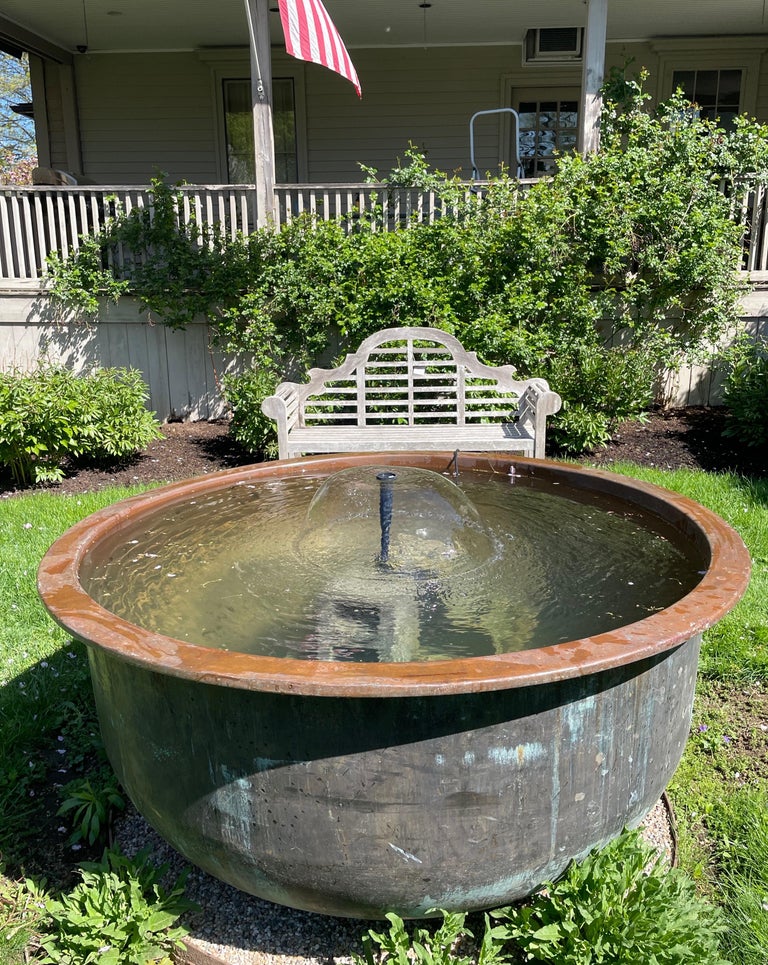 Huge French 19th C Copper Cheese Vat with Natural Blackened Verdigris ...