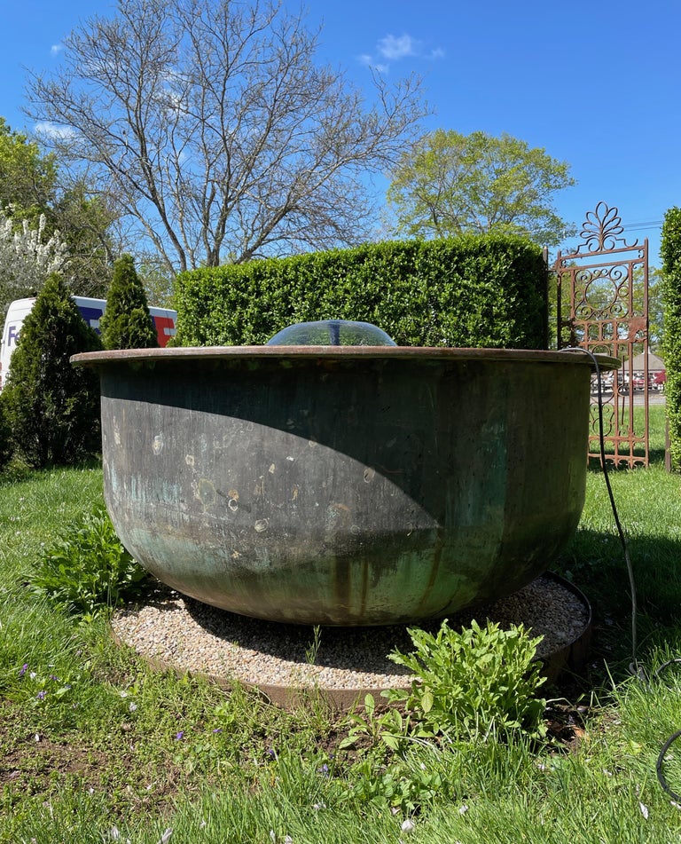 Huge French 19th C Copper Cheese Vat with Natural Blackened Verdigris ...