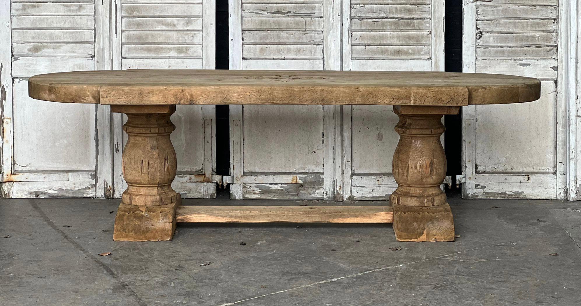 Huge French Bleached Oak Farmhouse Dining Table For Sale at 1stDibs