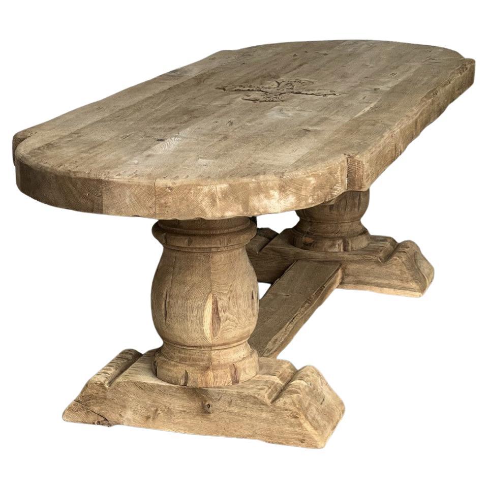 Huge French Bleached Oak Farmhouse Dining Table For Sale at 1stDibs