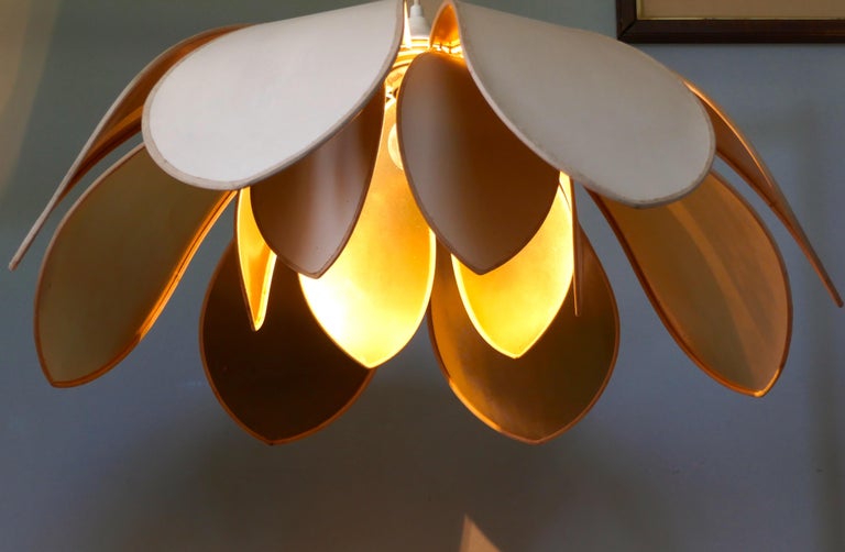 Huge French Mid-Century Modern Gold Lined Flower Lamp Shade at 1stDibs
