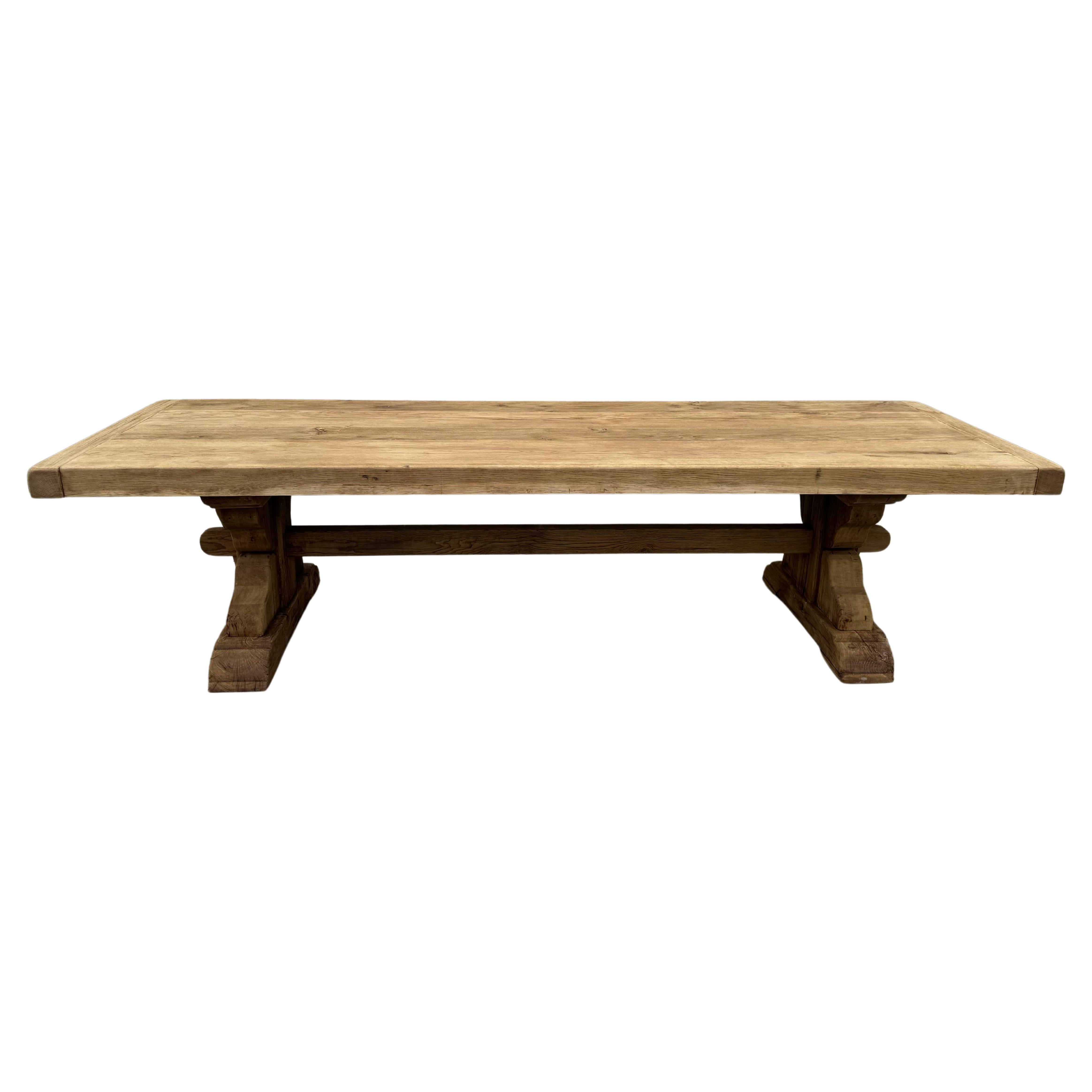 Huge French Solid Oak Farmhouse Dining Table For Sale at 1stDibs