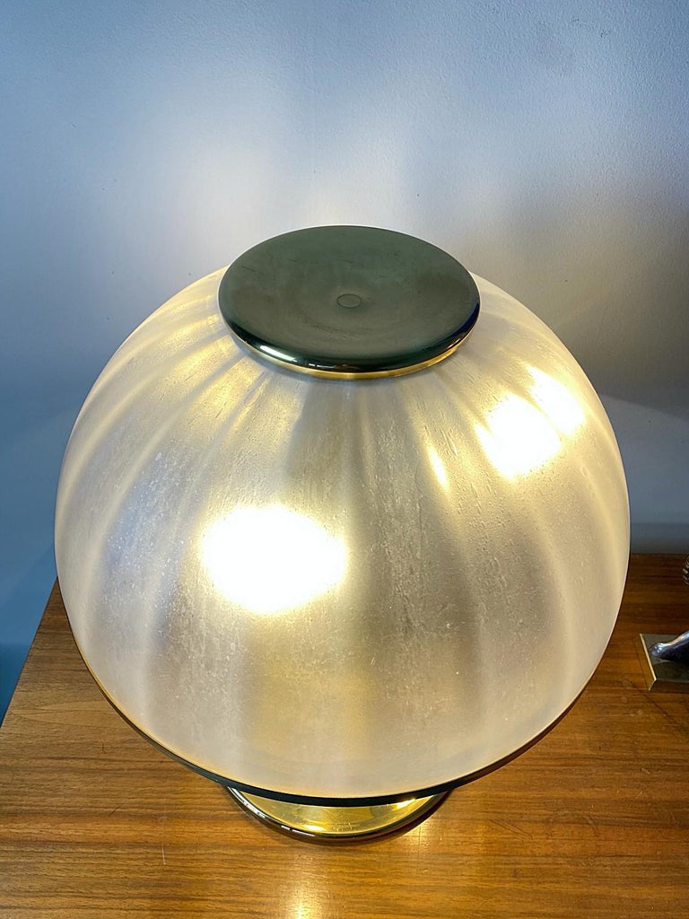 F. Fabbian Huge Brass Table Lamps, Blown Shades, 1970s, Italy For Sale ...