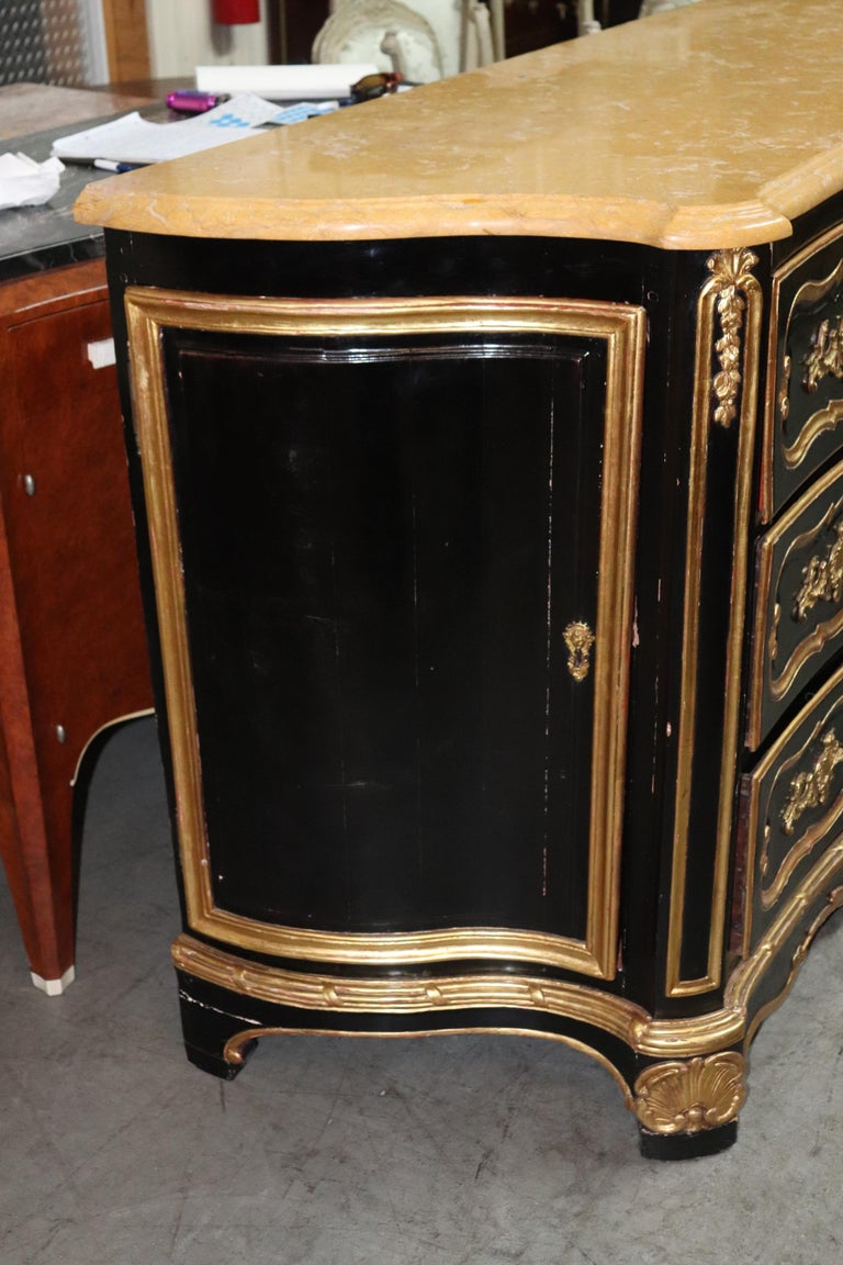 Huge Gilded Ebonized Period French Louis XV Marble Top Butlers Desk ...