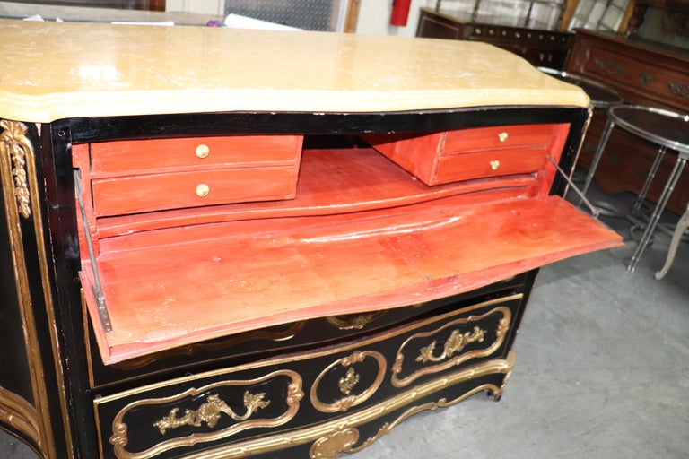 Huge Gilded Ebonized Period French Louis XV Marble Top Butlers Desk ...