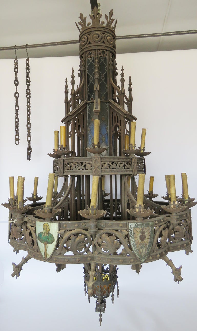 Huge Gothic Iron Chandelier For Sale at 1stDibs