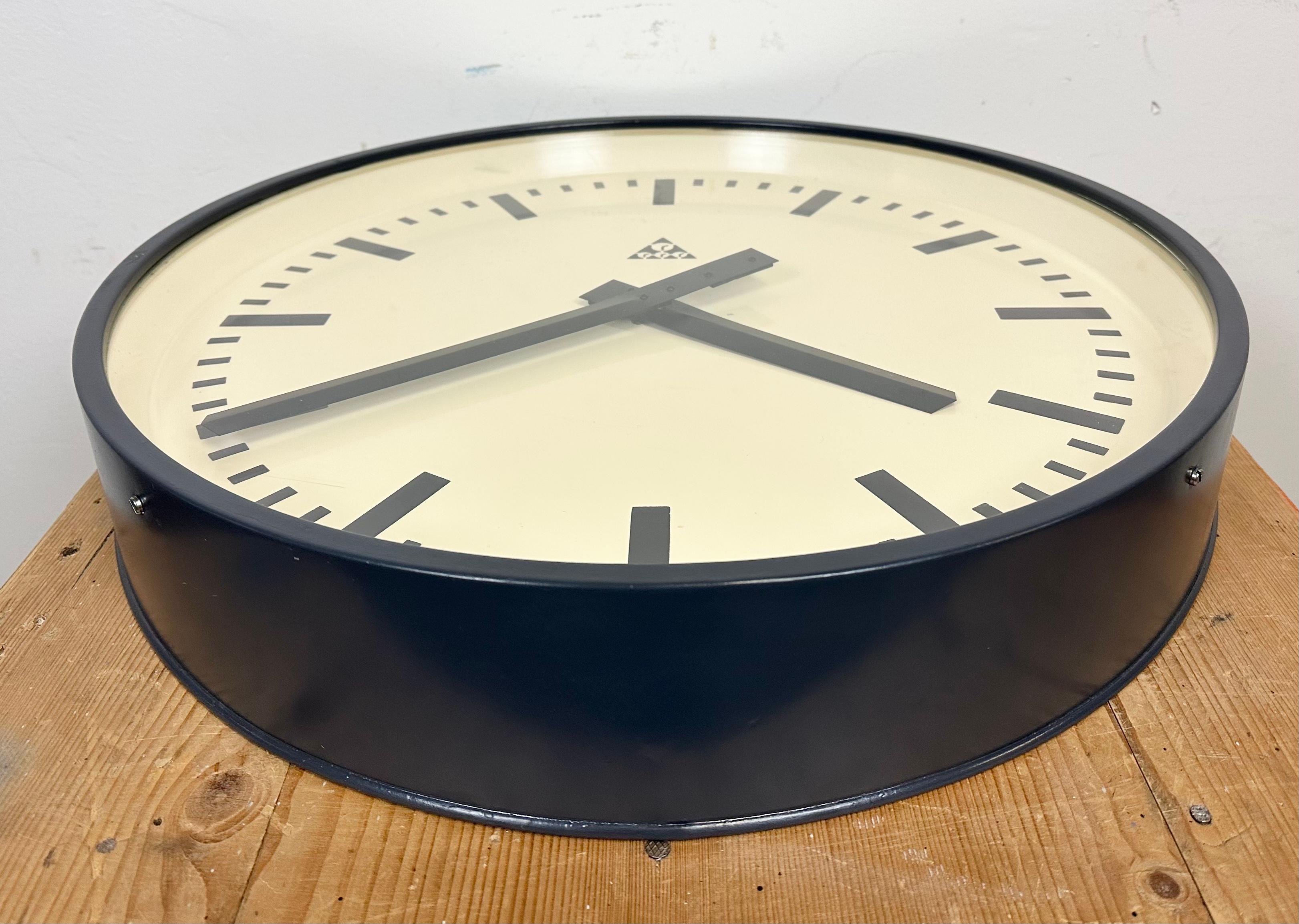 Huge Grey Industrial Factory Wall Clock from Pragotron, 1960s For Sale ...