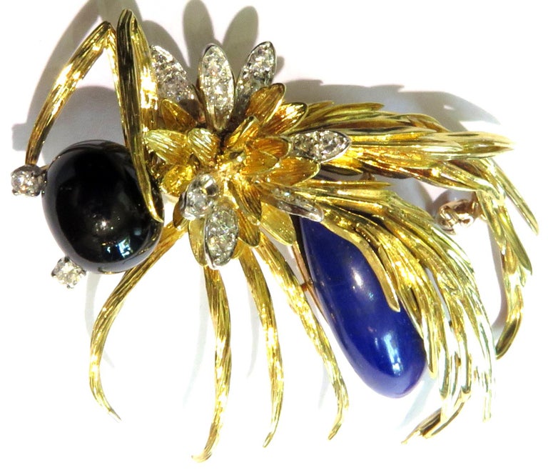 Huge Hammerman Brothers Platinum Gold Wasp Pin Brooch With Diamonds ...