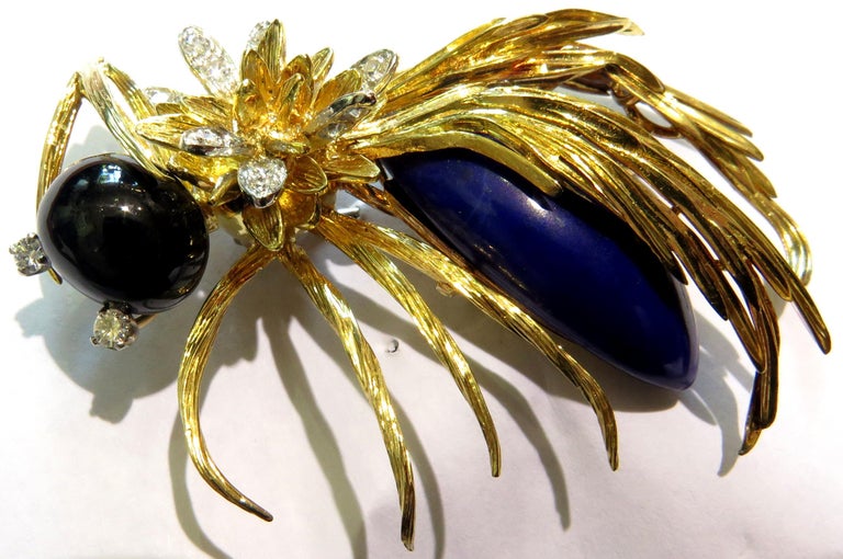 Huge Hammerman Brothers Platinum Gold Wasp Pin Brooch With Diamonds ...