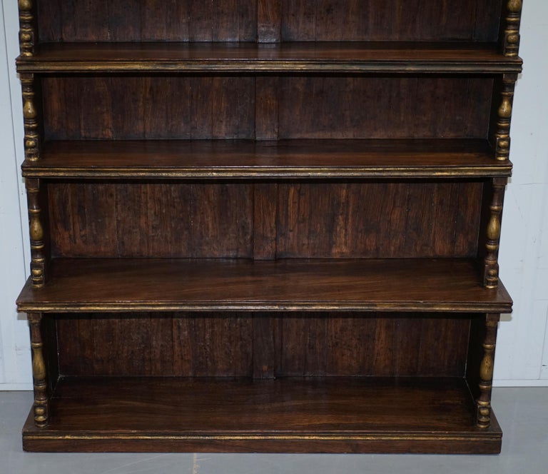 Huge Hand Painted Oak Waterfall Library Bookcase Gold Leaf Paint at 1stDibs