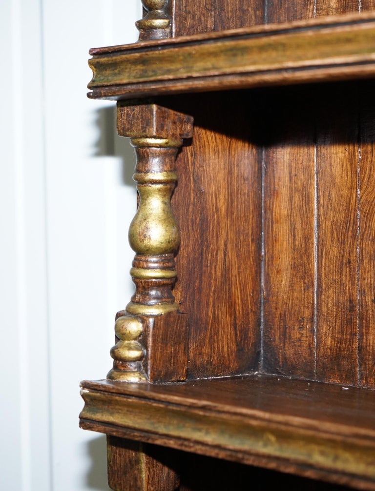 Huge Hand Painted Oak Waterfall Library Bookcase Gold Leaf Paint at 1stDibs