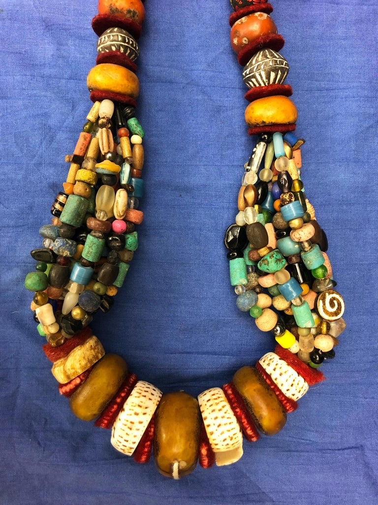 Huge Handmade Antique Moroccan Berber Necklace, Amber Copal, Shells ...