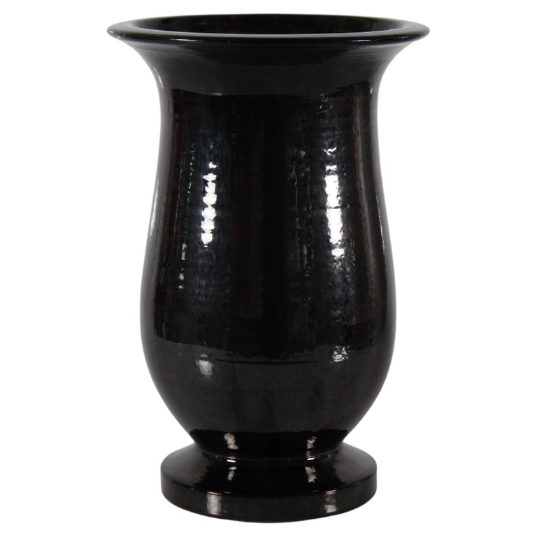 Huge Herman A. Kähler Floor Vase Glossy Black Lustre Glaze, Denmark ...