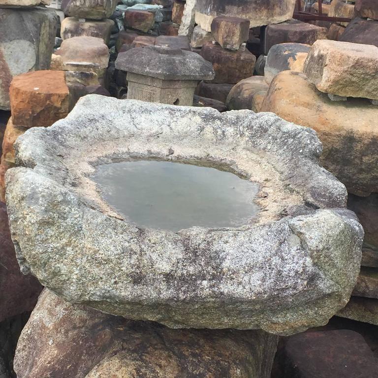 Huge Japanese Antique Natural "Reflecting Pool" Stone Mountain Basin ...
