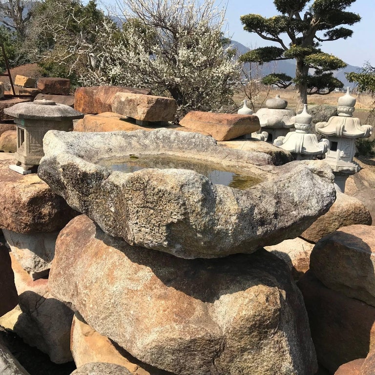 Huge Japanese Antique Natural "Reflecting Pool" Stone Mountain Basin ...