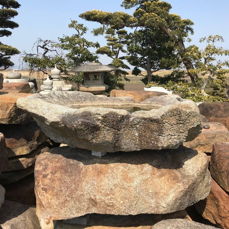 Huge Japanese Antique Natural "Reflecting Pool" Stone Mountain Basin ...