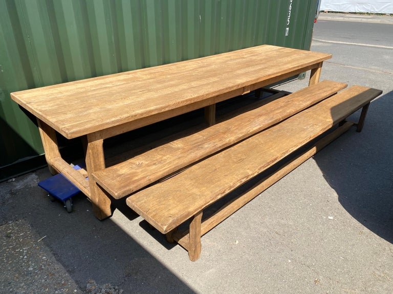 Huge Long and Wide French Bleached Oak Farmhouse Dining Table at 1stDibs