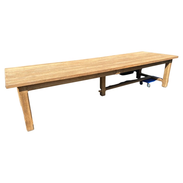 Huge Long and Wide French Bleached Oak Farmhouse Dining Table at 1stDibs