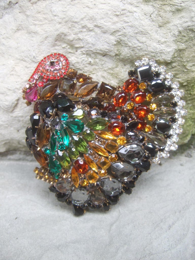 Huge Massive Glittering Crystal Turkey Brooch Designed by Lilien c ...