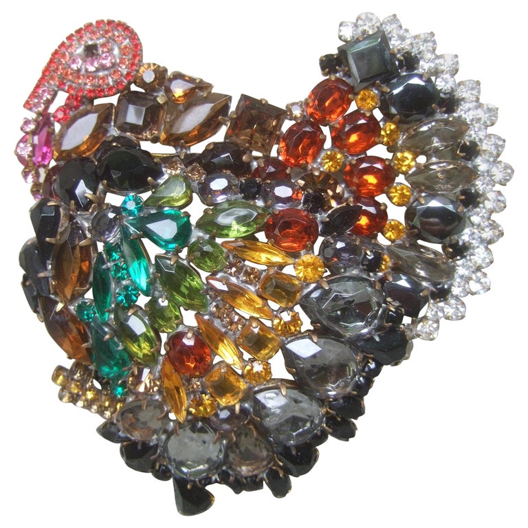 Huge Massive Glittering Crystal Turkey Brooch Designed by Lilien c ...