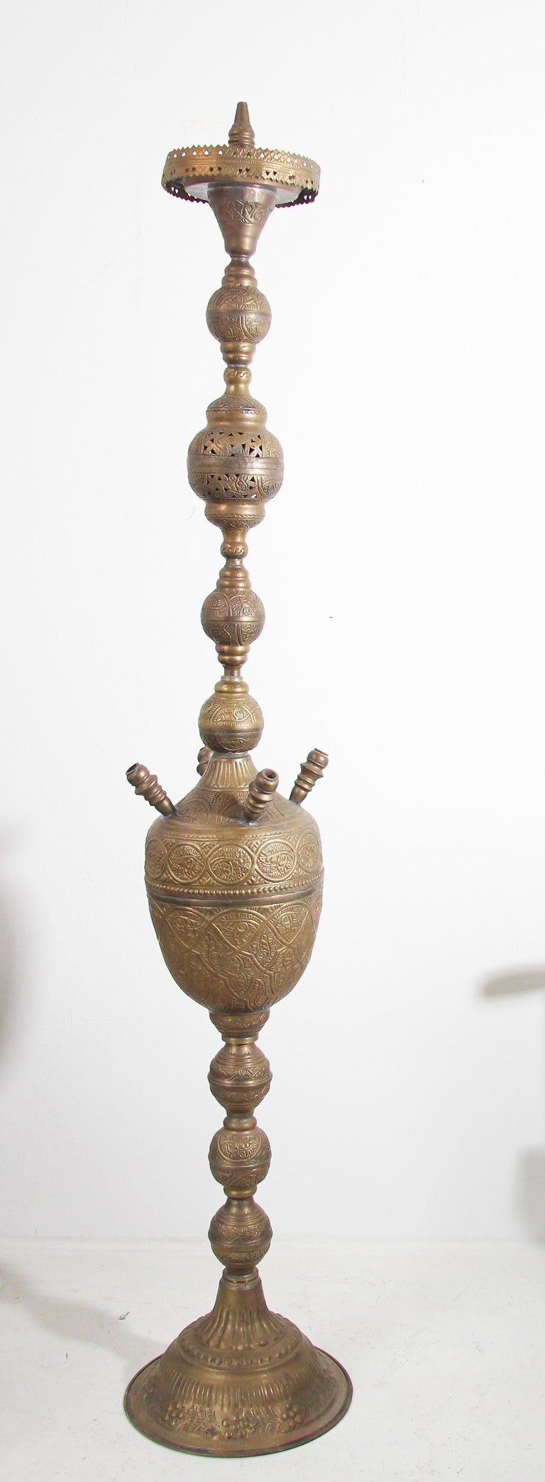 Huge Massive Middle Eastern Arabian Brass Hookah Pipe 6 feet Tall For ...