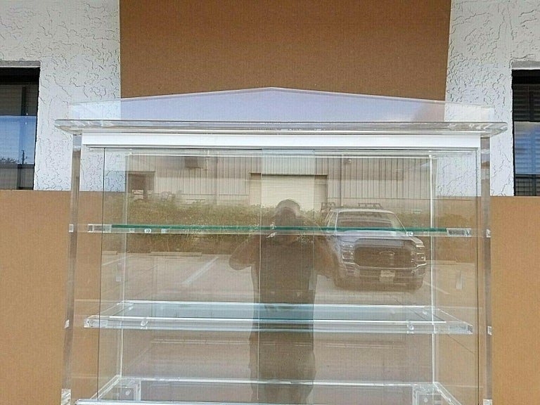 Huge MCM Lucite Dry Bar Display Cabinet Etagere w Glass Doors For Sale ...