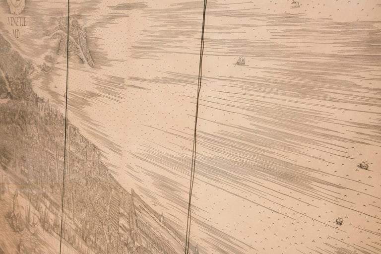 Huge Mid 19th century Six Panels Venice Map Engraving For Sale at 1stDibs