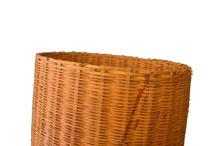 Huge Mid-Century Modern Handwoven Wicker, Rattan Cone Shade For Sale at ...