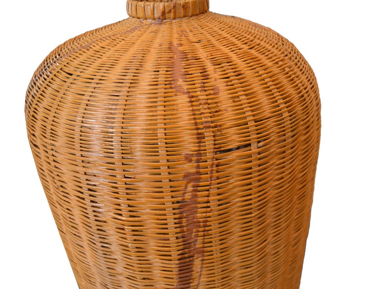 Huge Mid-Century Modern Handwoven Wicker, Rattan Cone Shade For Sale at ...