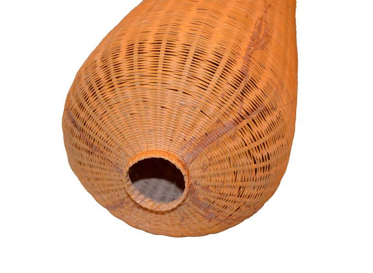 Huge Mid-Century Modern Handwoven Wicker, Rattan Cone Shade For Sale at ...