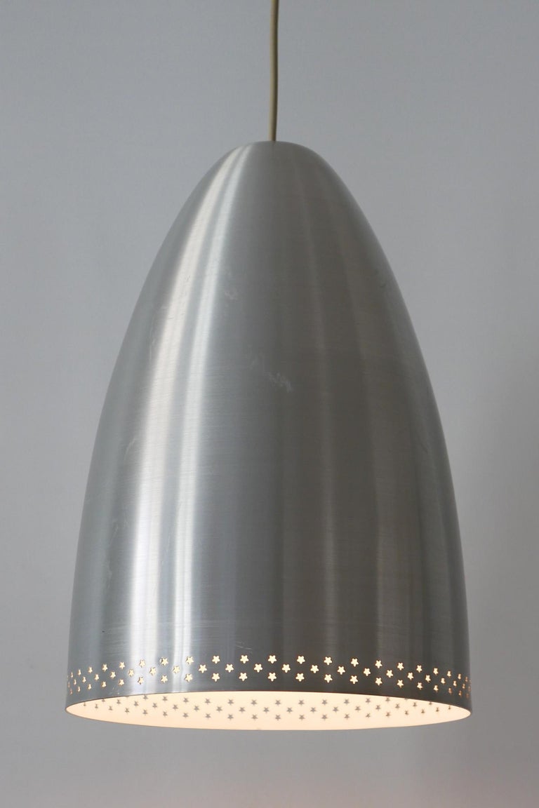 Huge Mid-Century Modern Perforated Solid Aluminium Pendant Lamps ...