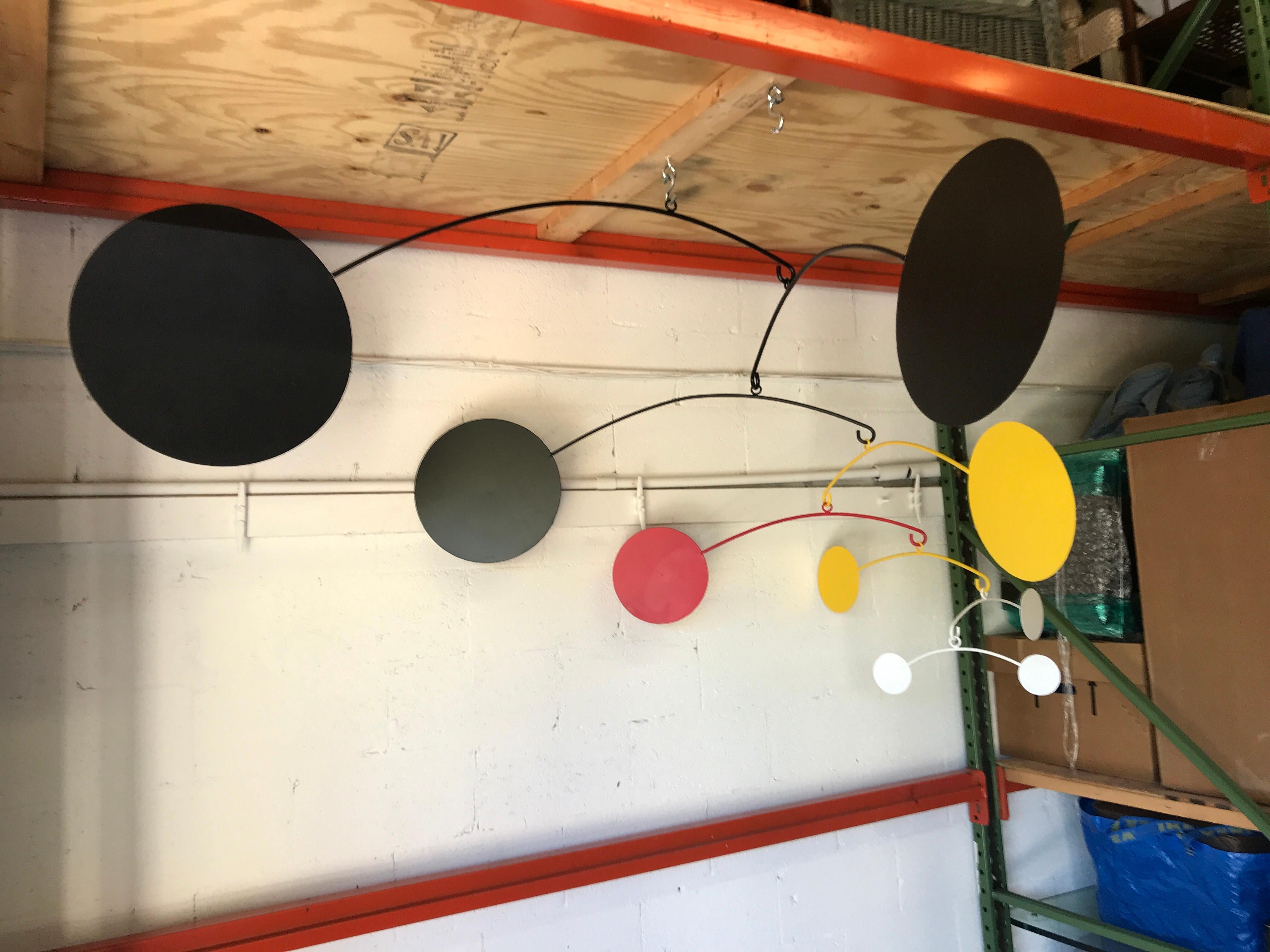 Huge Midcentury Kinetic Multicolored Enameled Metal Mobile at 1stDibs