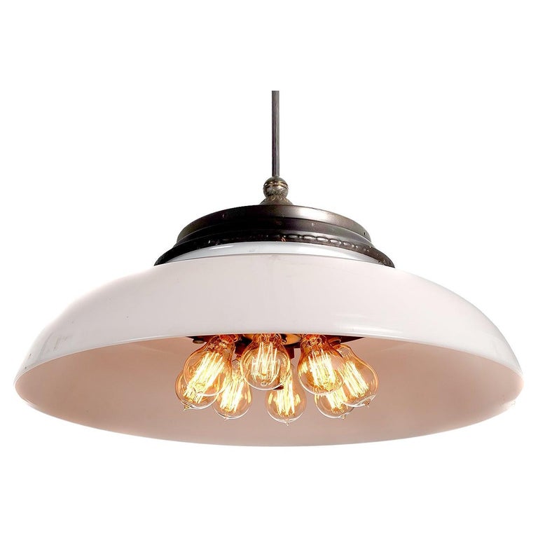 Huge Milk Glass Dome with Amazing 8 Bulb Cluster For Sale at 1stDibs