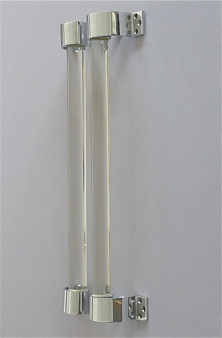 Huge Modernist Adnet and Baccarat Door Handles Chrome Glass French Art ...