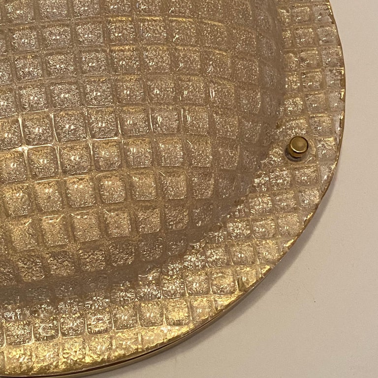 Huge Monumental 1960s Brass and Textured Glass Flush mount, Fischer ...