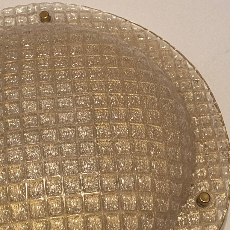 Huge Monumental 1960s Brass and Textured Glass Flush mount, Fischer ...
